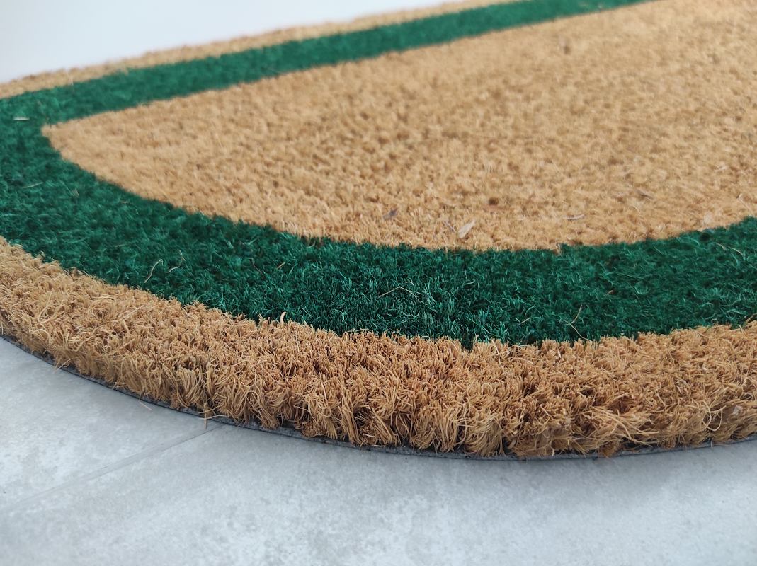 Paillasson en coco demi-lune vert • Mon paillasson